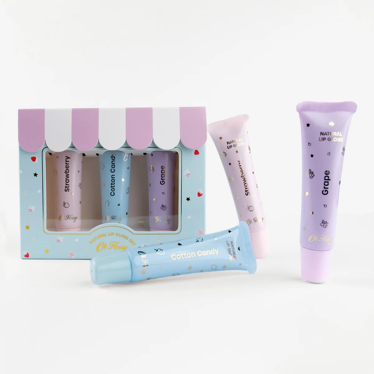 Oh Flossy Natural Lip Gloss Set – Jasmine Blush